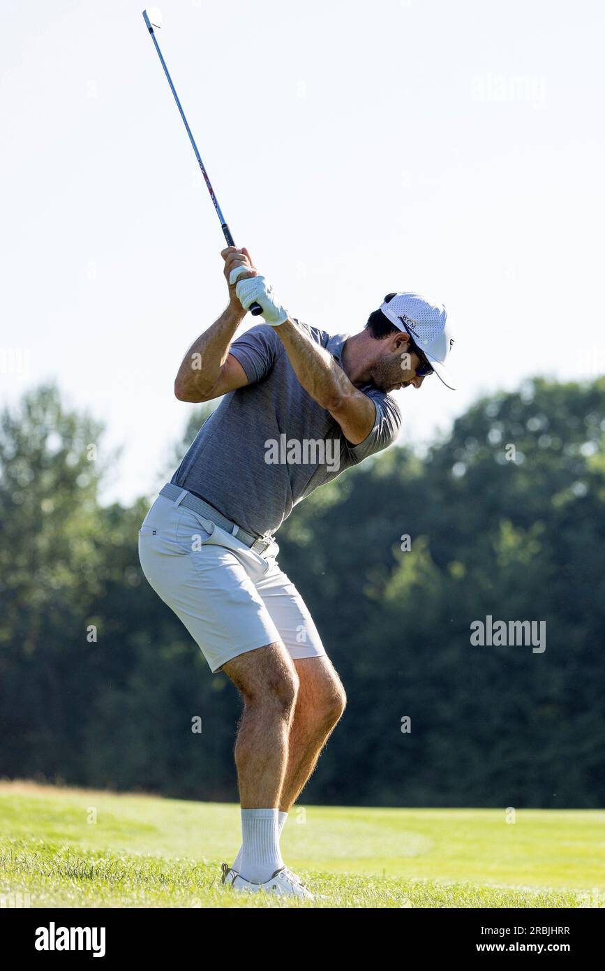 Cameron Tringale of HyFlyers GC hits a shot on the sixth hole during ...