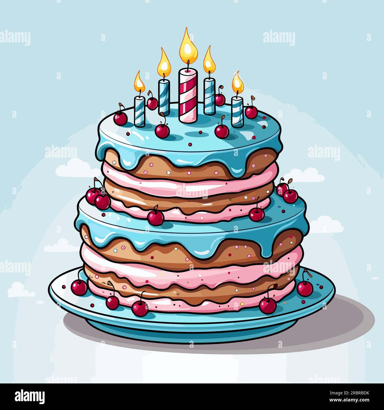 Geburtstagskuchen. Geburtstagskuchen, handgezeichnet, Comic ...