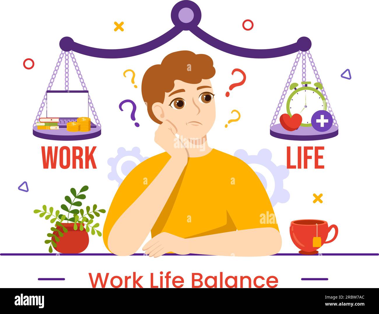 Vektor der Work-Life-Balance Abbildung der Balance zwischen Person und ...