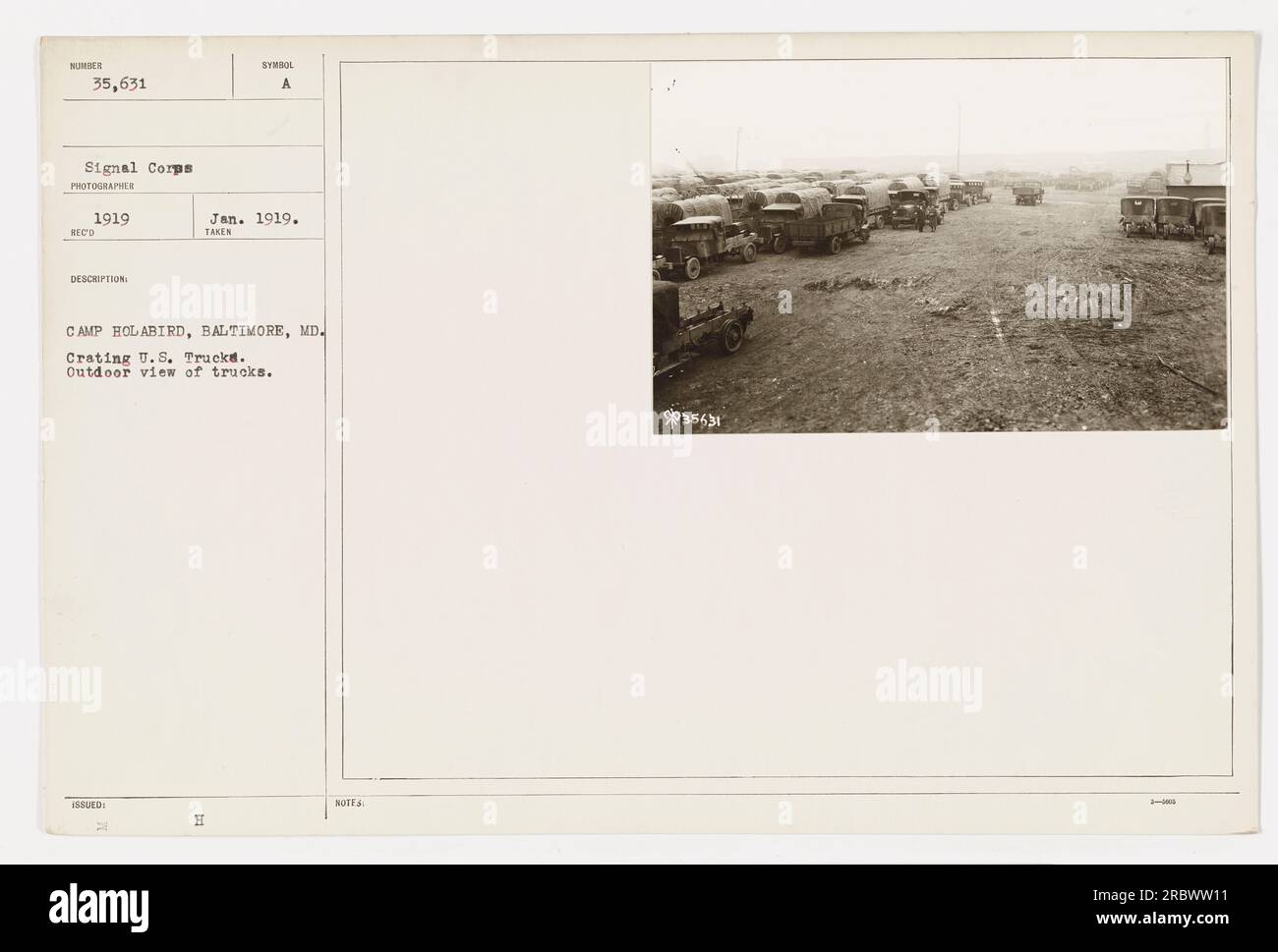 Ein Foto, das im Januar 1919 in Camp Holabird, Baltimore, MD ...