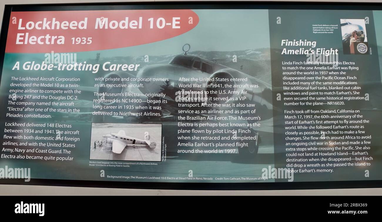 Plakette zur Beschreibung der Kampagne Lockheed Model 10-E Electra ...
