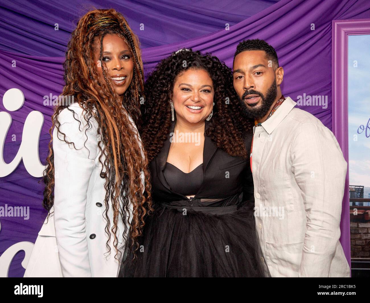 Actors Tasha Smith, from left, Michelle Buteau and Tone Bell attend the ...