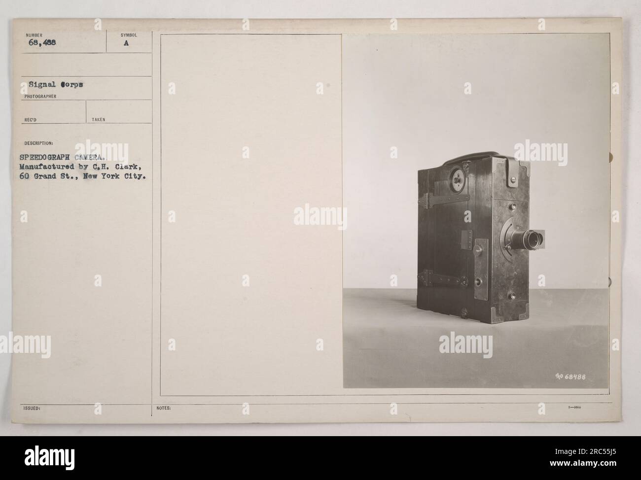 Eine Speedograph-Kamera aus dem Ersten Weltkrieg, hergestellt von C.H ...
