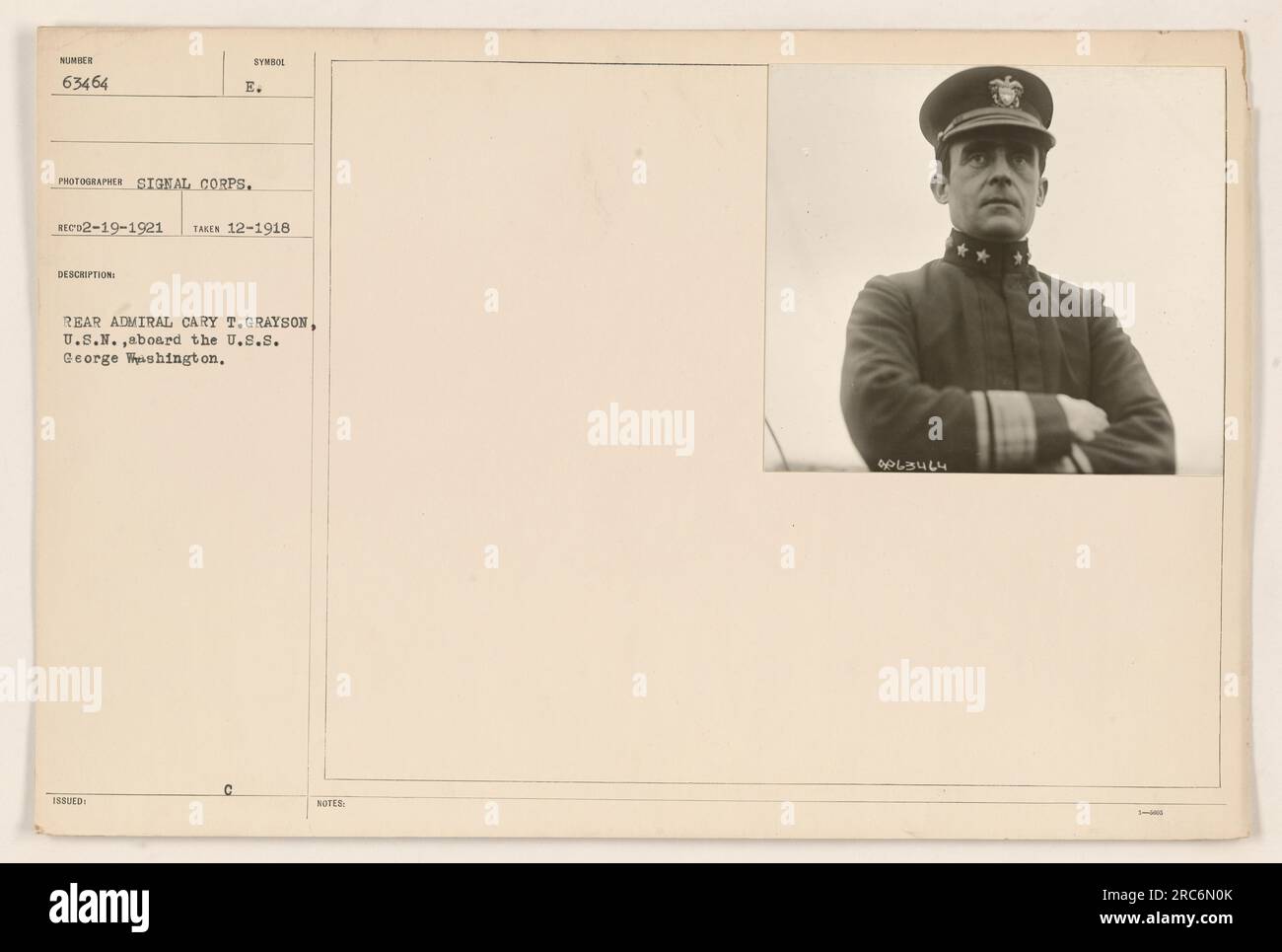 Konteradmiral Cary T. Grayson, US-N., an Bord der U.S.S. George ...