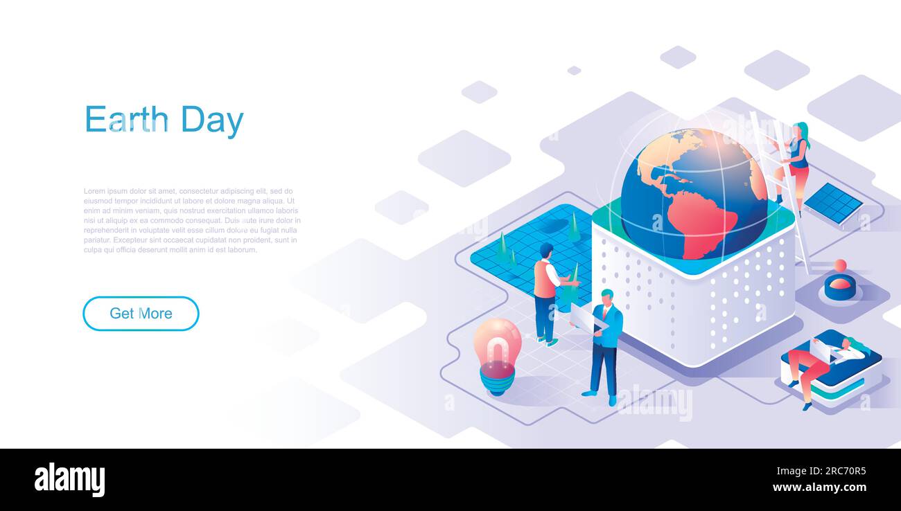 Vektorvorlage für die Landing Page „Earth Day“. Jährliche Öko-Event ...