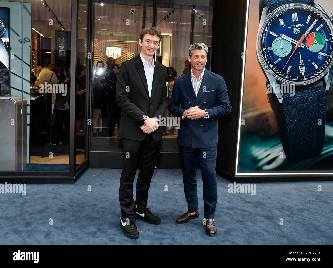 TAG Heuer CEO Frederic Arnault, left, and Patrick Dempsey attend the ...