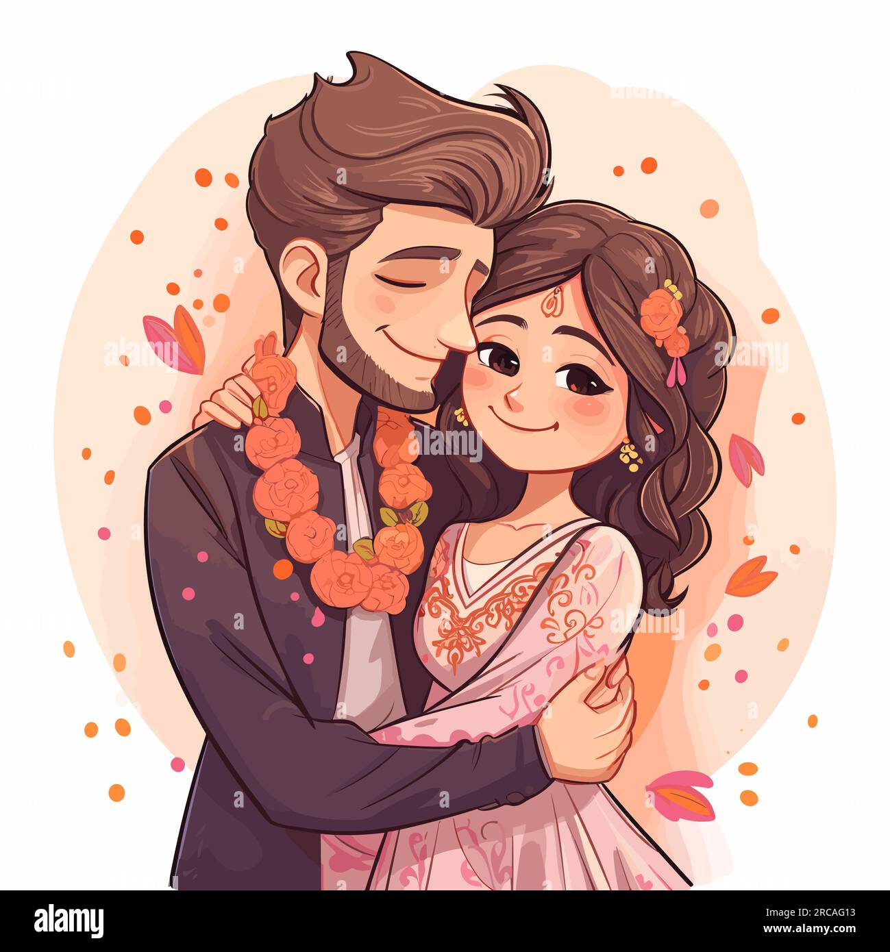 Indianerpaar. Indianerpaar, handgezeichnet, Comic-Illustration. Vektor ...