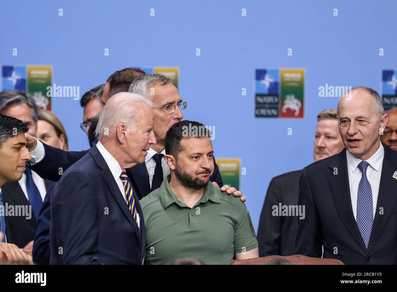Vilnius, Litauen. 12. Juli 2023. (L-R) Premierminister des Vereinigten ...