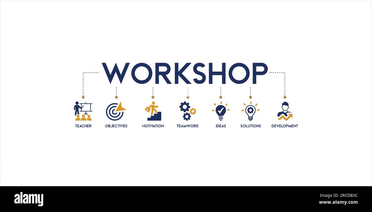 Workshop Banner Web Icon Vektor Illustration Konzept mit Symbol und ...