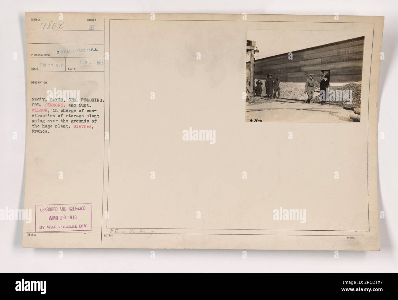 Sekretär Baker, General Pershing, Colonel Simmons und Superintendent ...