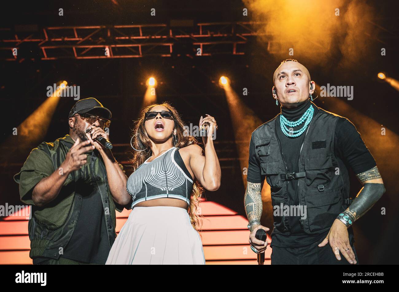 TORINO, STUPINIGI SONIC PARK FESTIVAL 2023, ITALIEN: Will.i.am (L), J ...