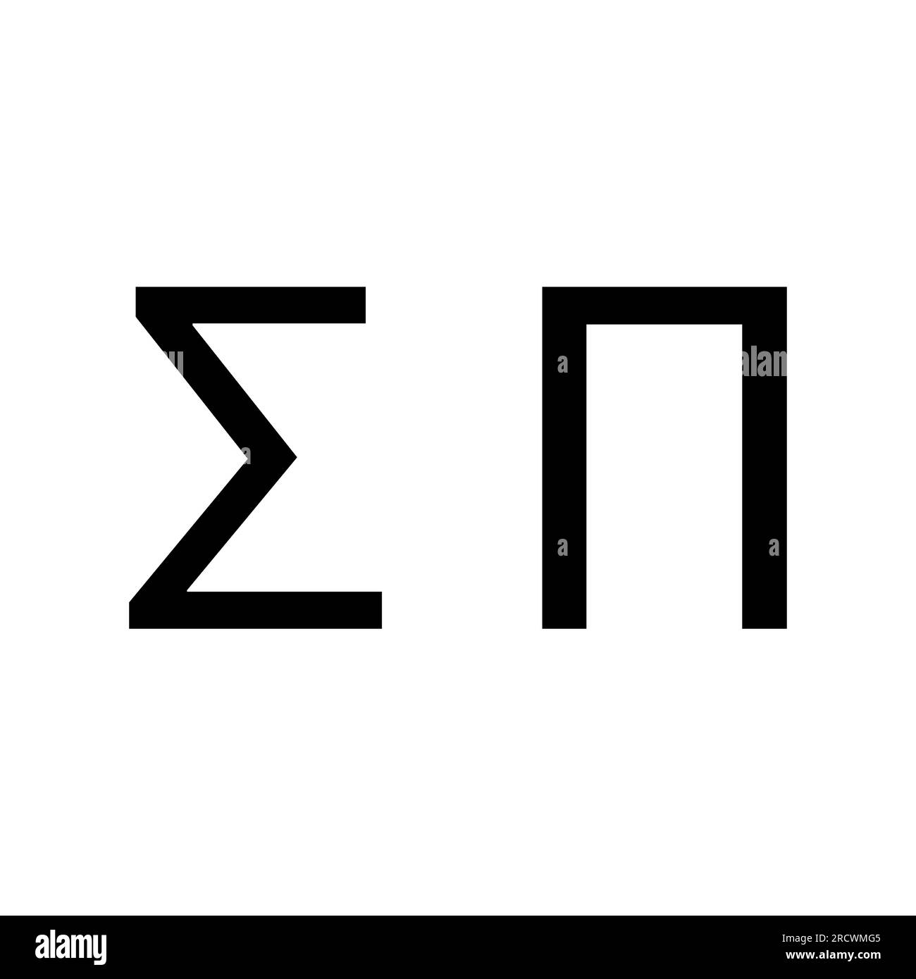 Sigma- und pi-Symbol. Summierung und Produktnotation. Griechisches Alphabet Stock-Vektorgrafik ...