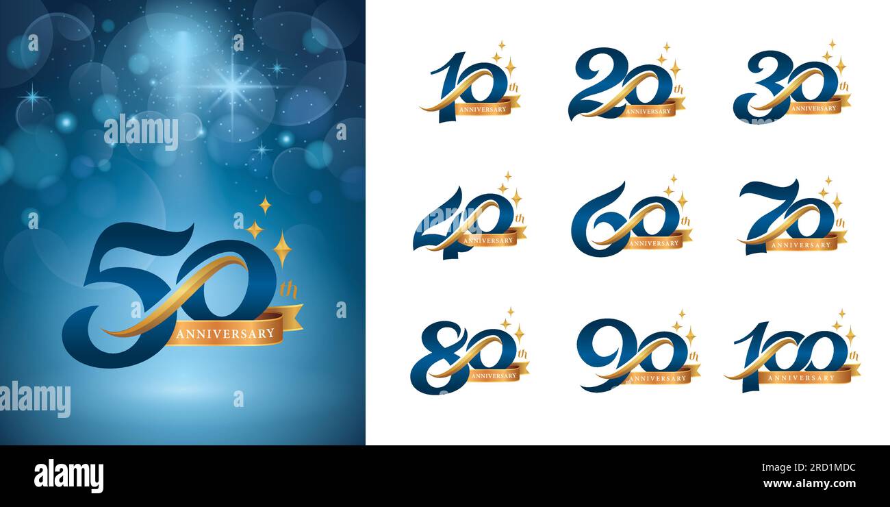 Set aus „Jubiläum“-Logo, elegantem Classic-Logo, Serif-Zahlenbuchstaben ...