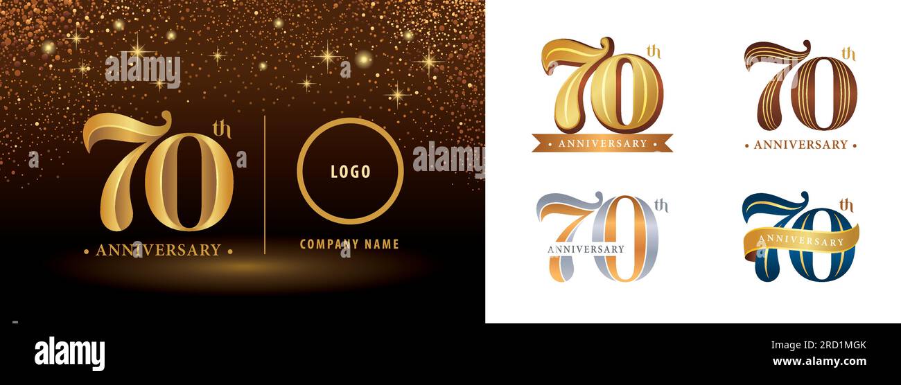 Eleganter Satz mit Logo-Schriftzug zum 70. Jubiläum, Silber und Gold ...