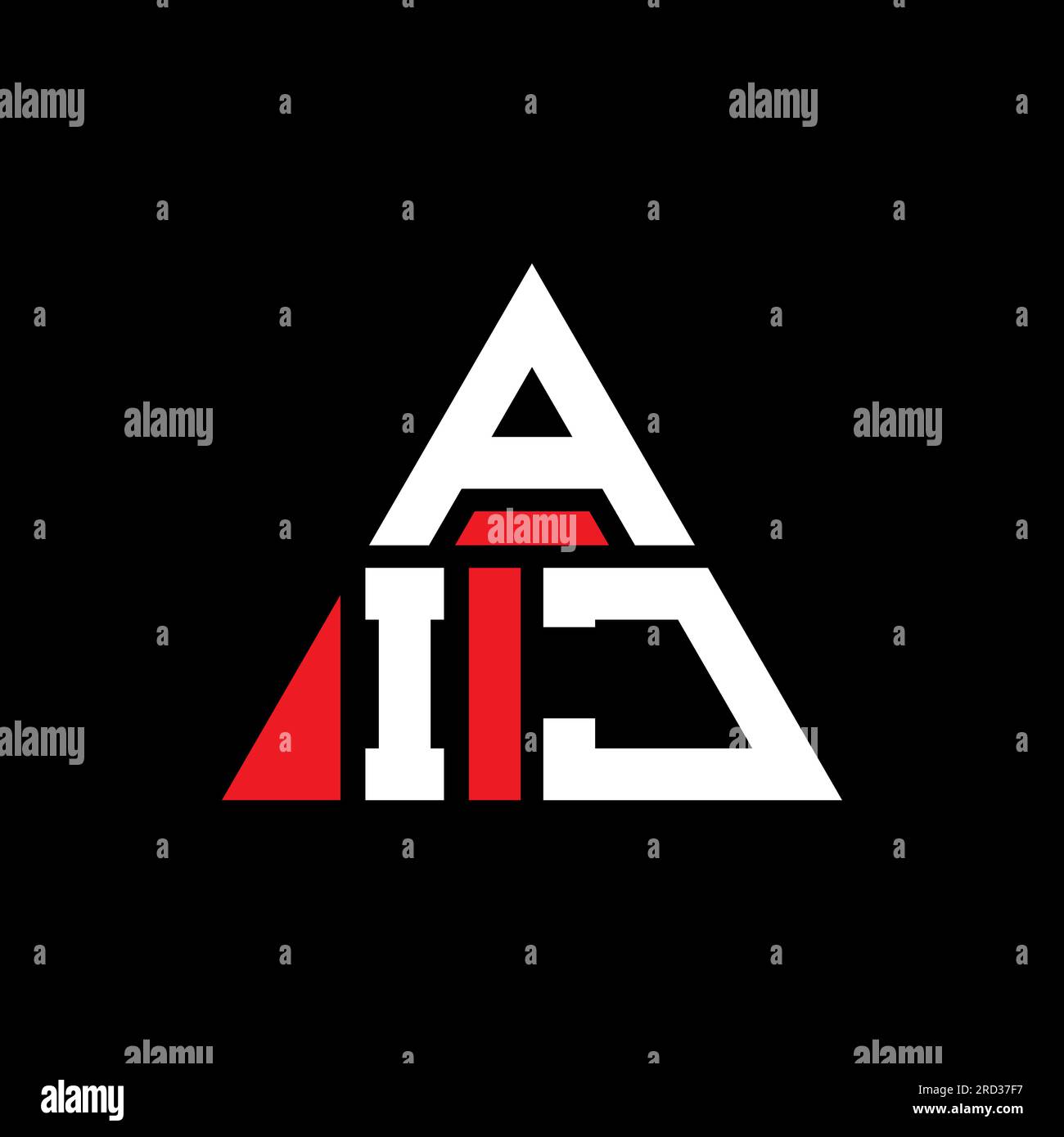 AIJ-Logo mit Dreiecksbuchstaben und Dreiecksform. Monogramm mit AIJ ...