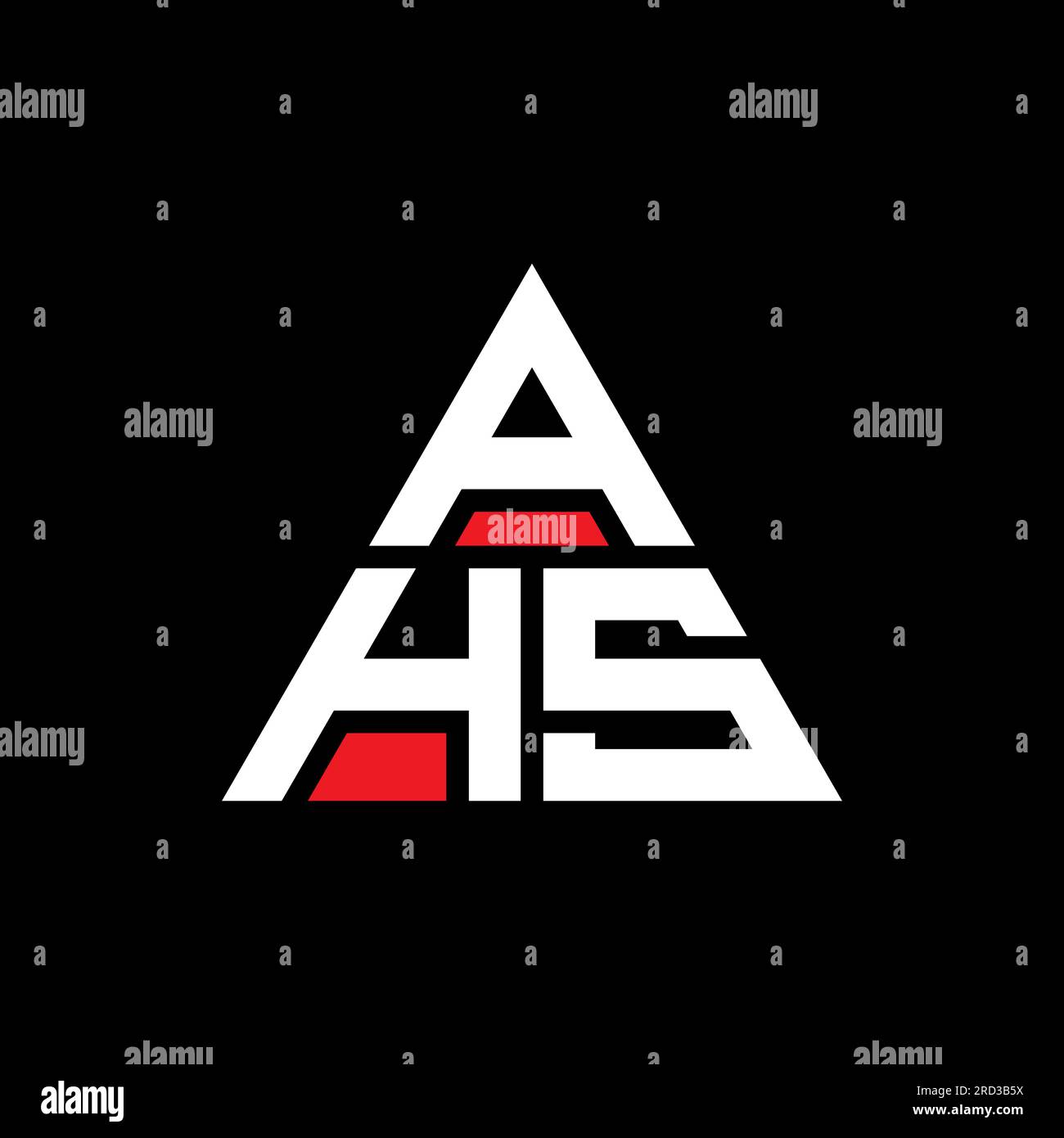 AHS-Logo mit dreieckigem Buchstaben in Dreiecksform. AHS-Monogramm mit ...