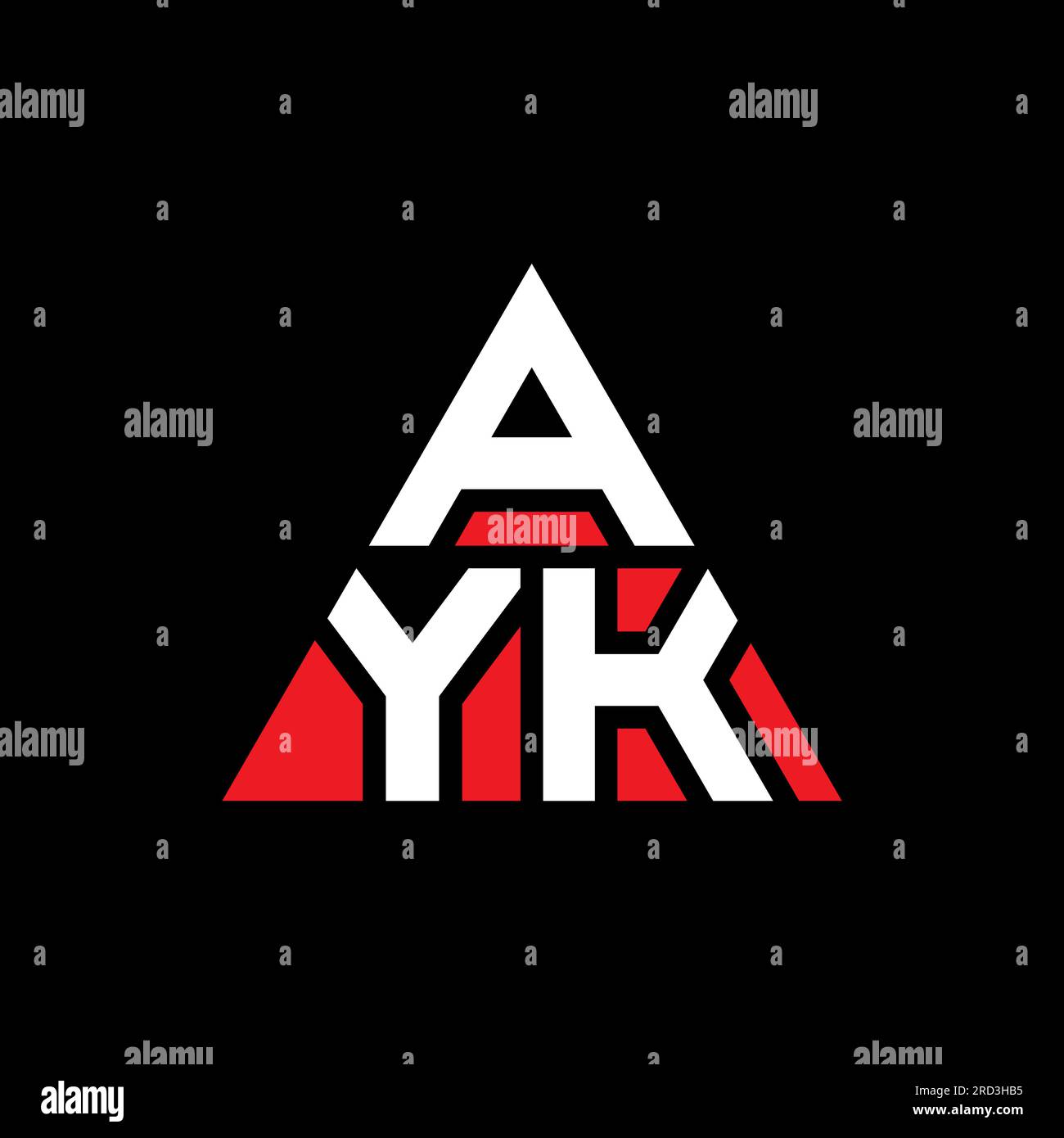 AYK-Logo mit Dreiecksbuchstaben und Dreiecksform. Monogramm mit AYK-Dreieck-Logo. AYK-dreieckige ...