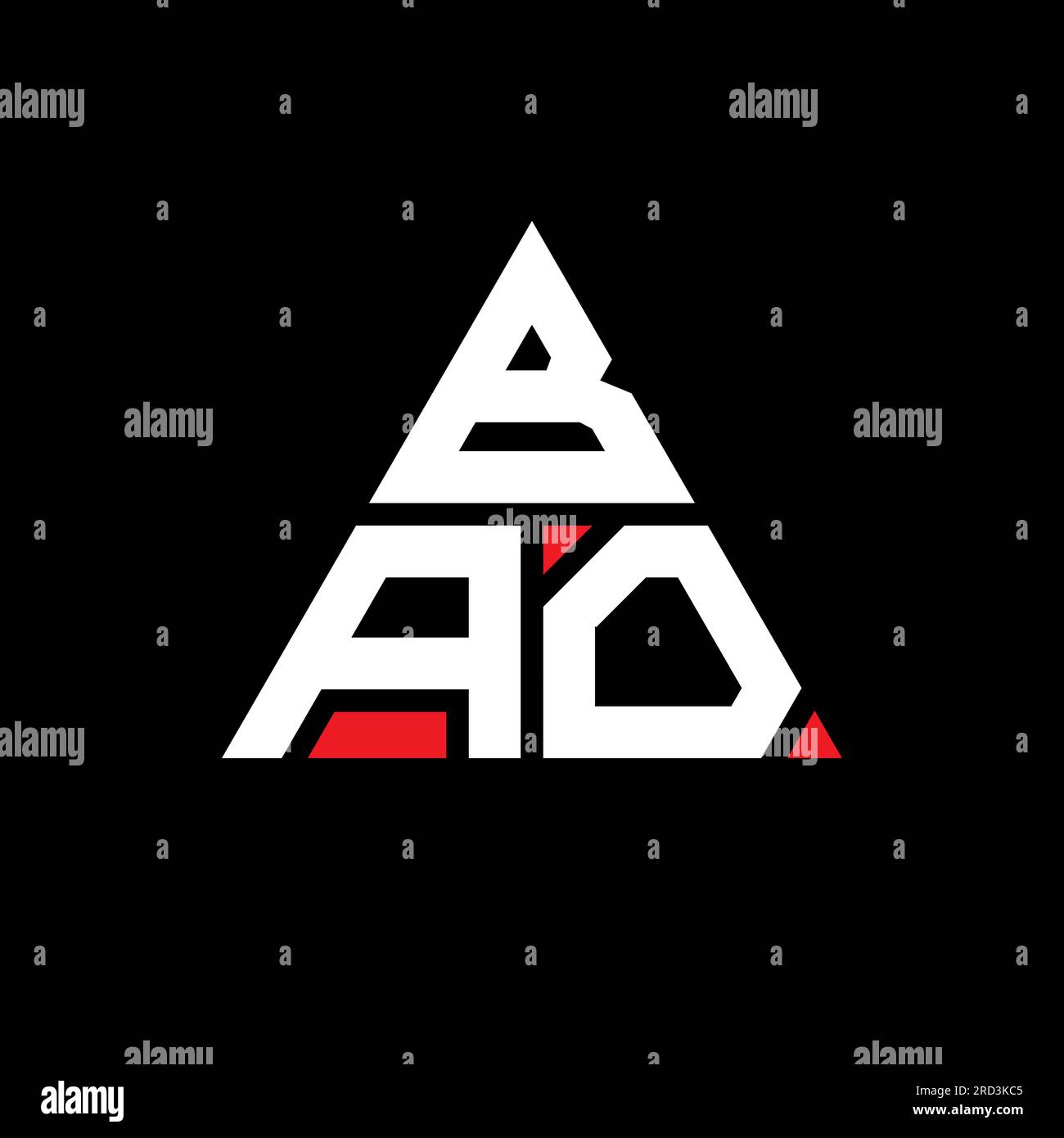 BAO-Logo mit dreieckigem Buchstaben in Dreiecksform. Monogramm mit BAO ...