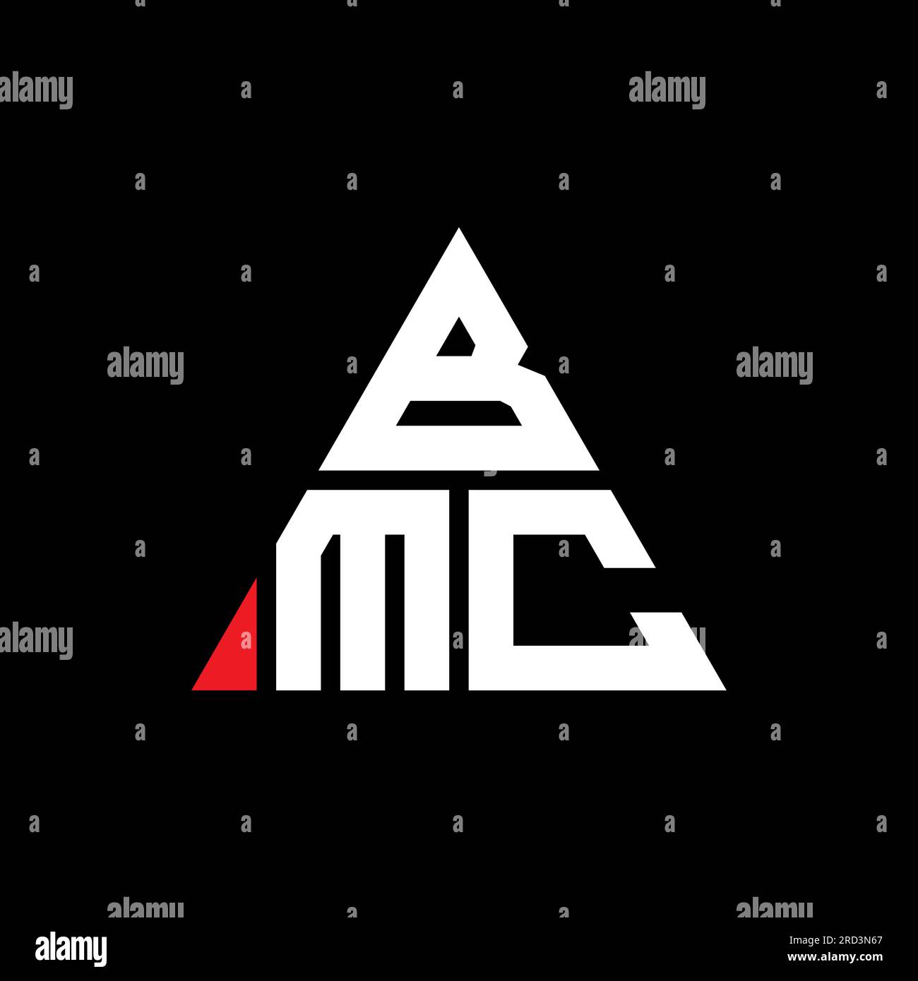 BMC-Logo mit Dreiecksbuchstaben und Dreiecksform. Designmonogramm des BMC Triangle Logos ...