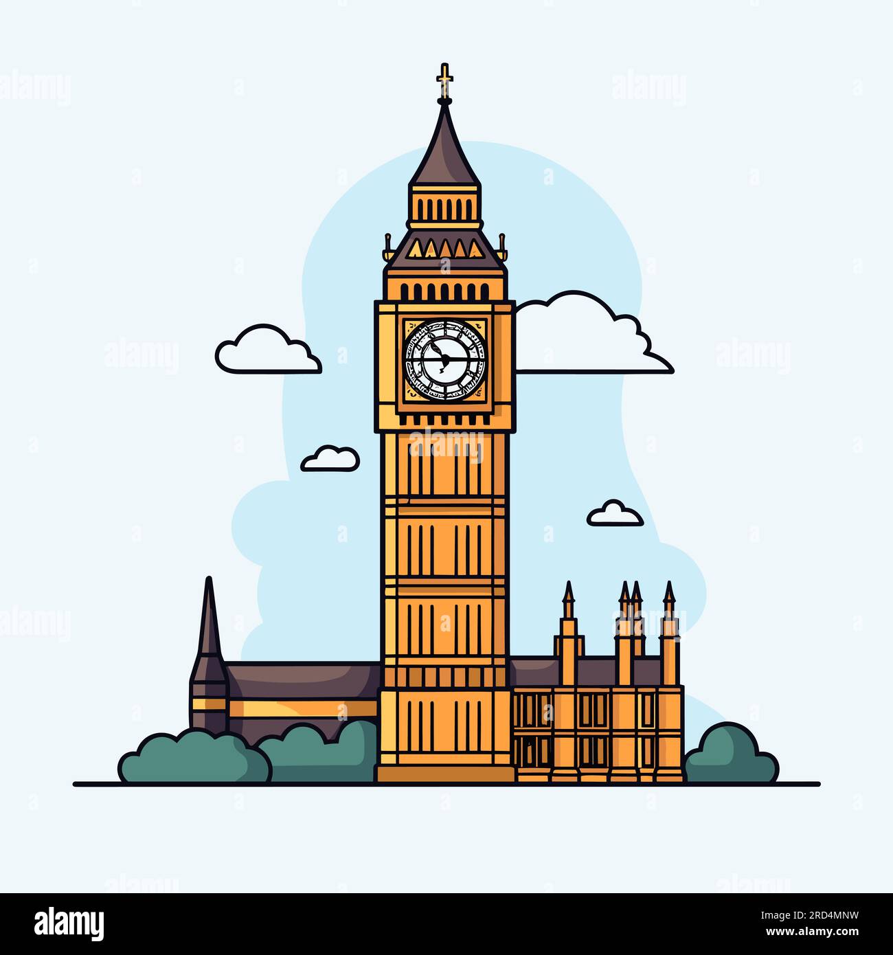 Großer Ben. Ein handgezeichnetes Comic-Bild von Big Ben. Vektor-Doodle ...