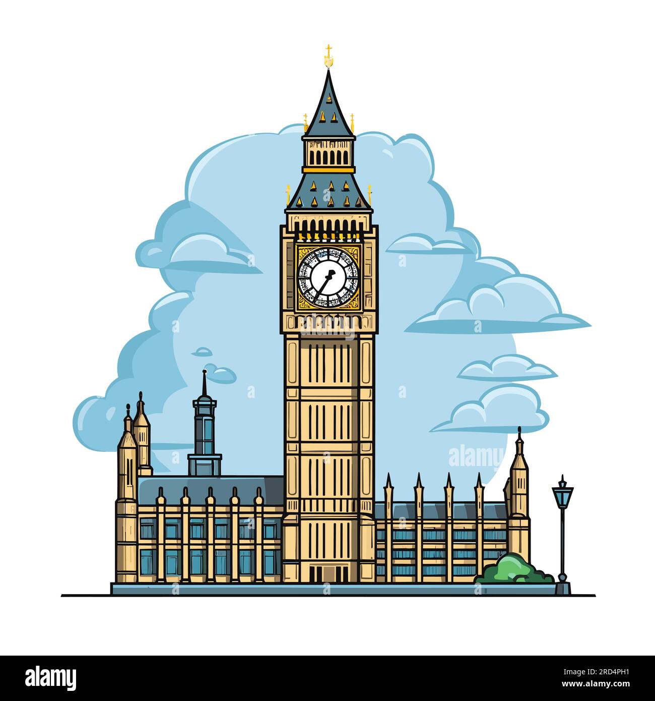 Großer Ben. Ein handgezeichnetes Comic-Bild von Big Ben. Vektor-Doodle ...