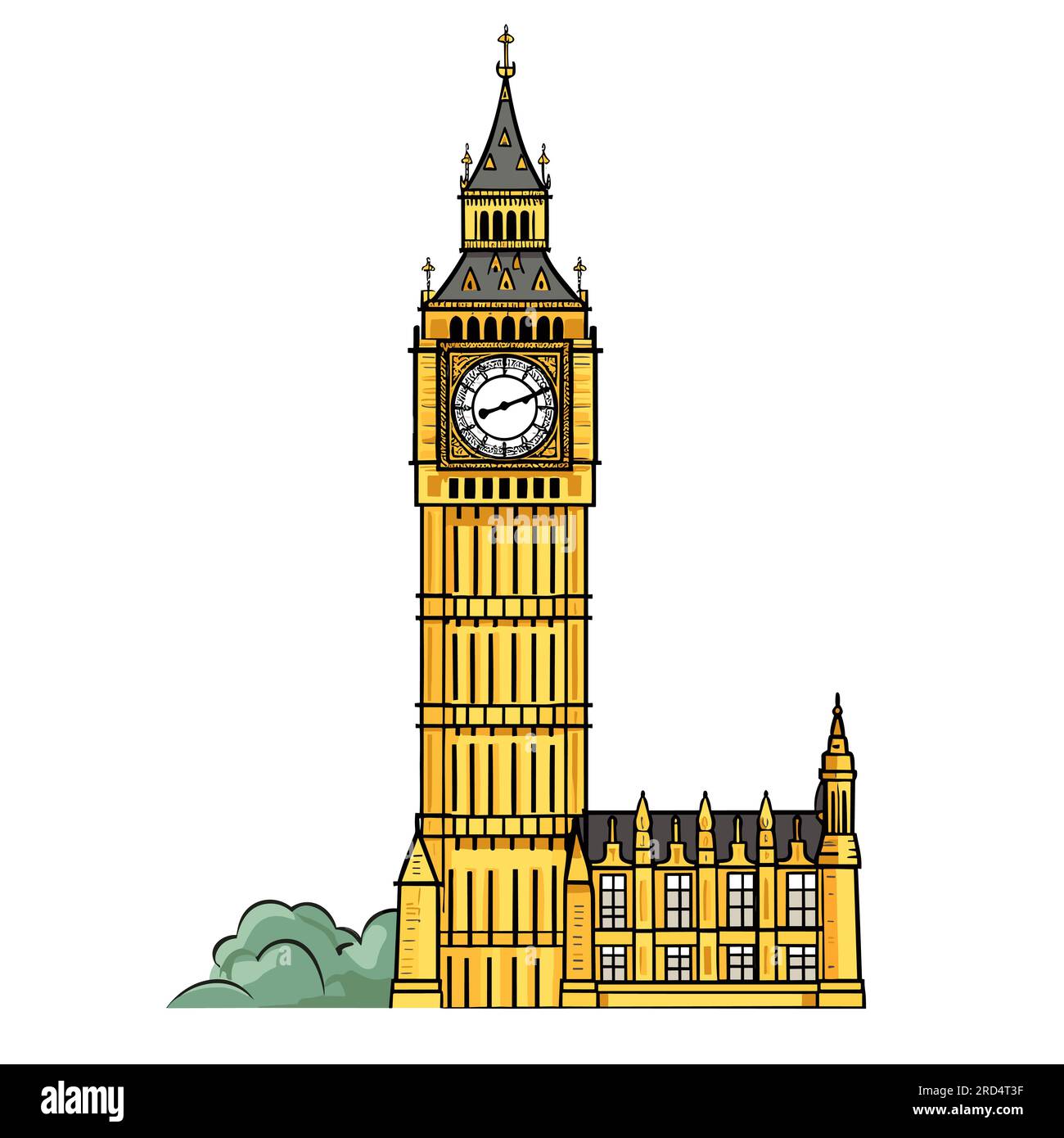 Großer Ben. Ein handgezeichnetes Comic-Bild von Big Ben. Vektor-Doodle ...