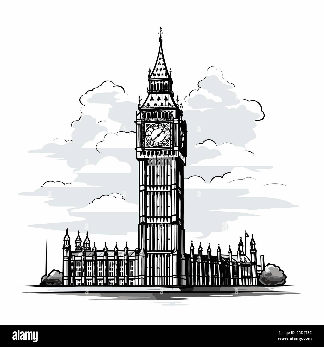 Großer Ben. Ein handgezeichnetes Comic-Bild von Big Ben. Vektor-Doodle ...