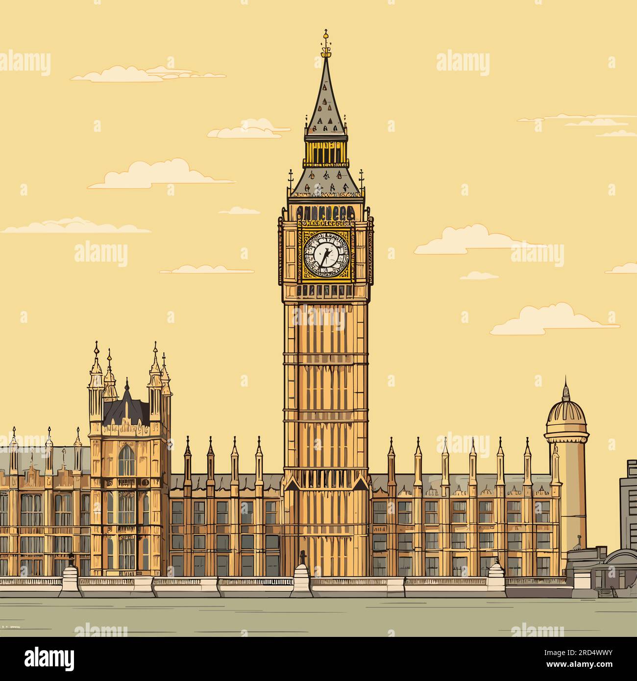Großer Ben. Ein handgezeichnetes Comic-Bild von Big Ben. Vektor-Doodle ...