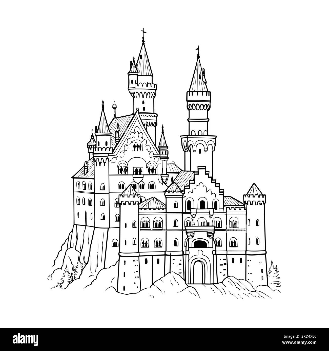 Neuschwanstein castle zeichnung Stock-Vektorgrafiken kaufen - Alamy