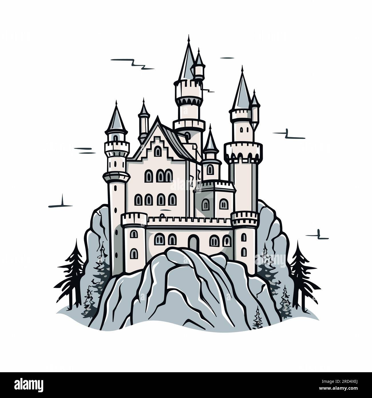 Neuschwanstein castle zeichnung Stock-Vektorgrafiken kaufen - Alamy