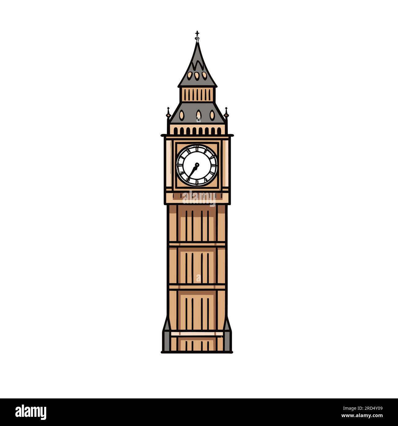 Großer Ben. Ein handgezeichnetes Comic-Bild von Big Ben. Vektor-Doodle ...