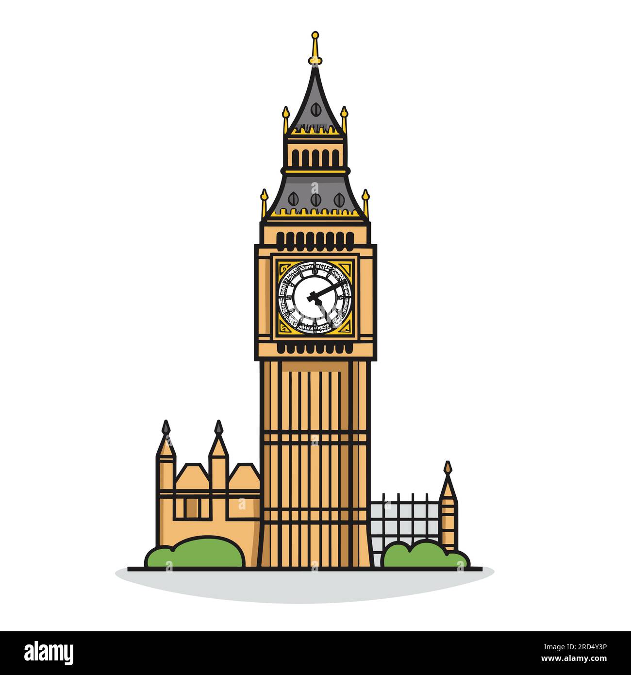 Großer Ben. Ein handgezeichnetes Comic-Bild von Big Ben. Vektor-Doodle ...