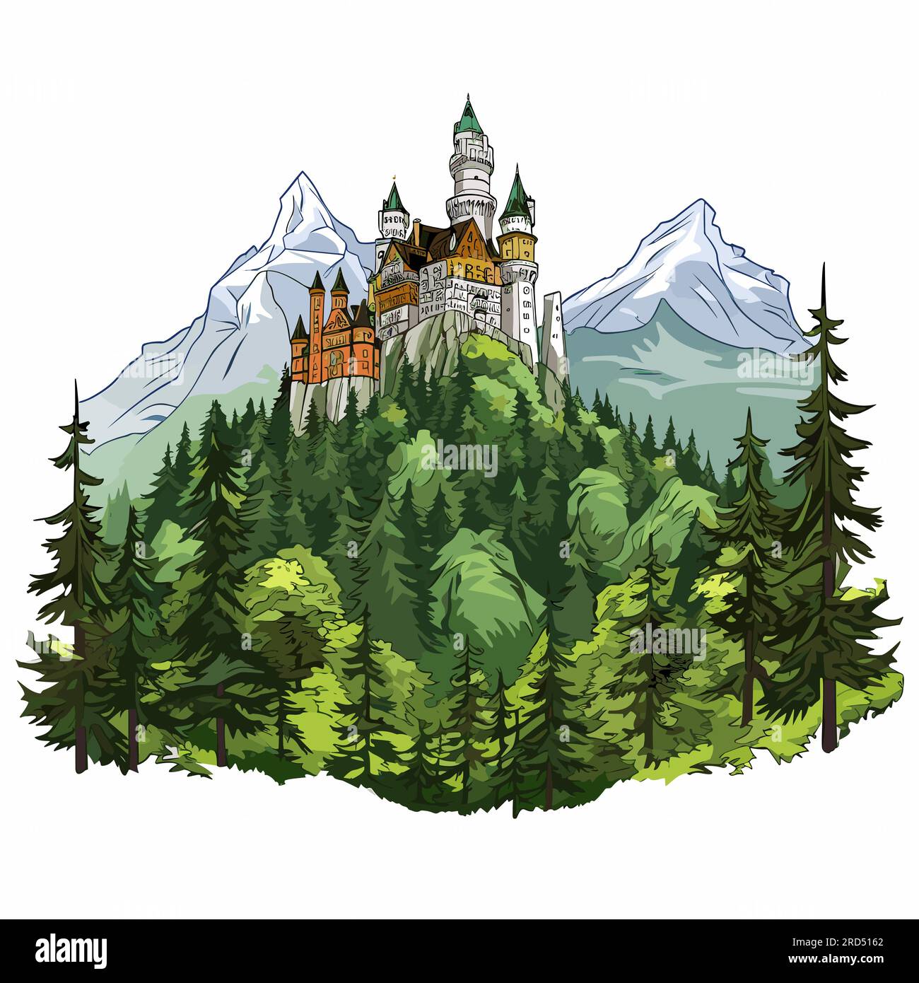 Neuschwanstein castle zeichnung Stock-Vektorgrafiken kaufen - Alamy