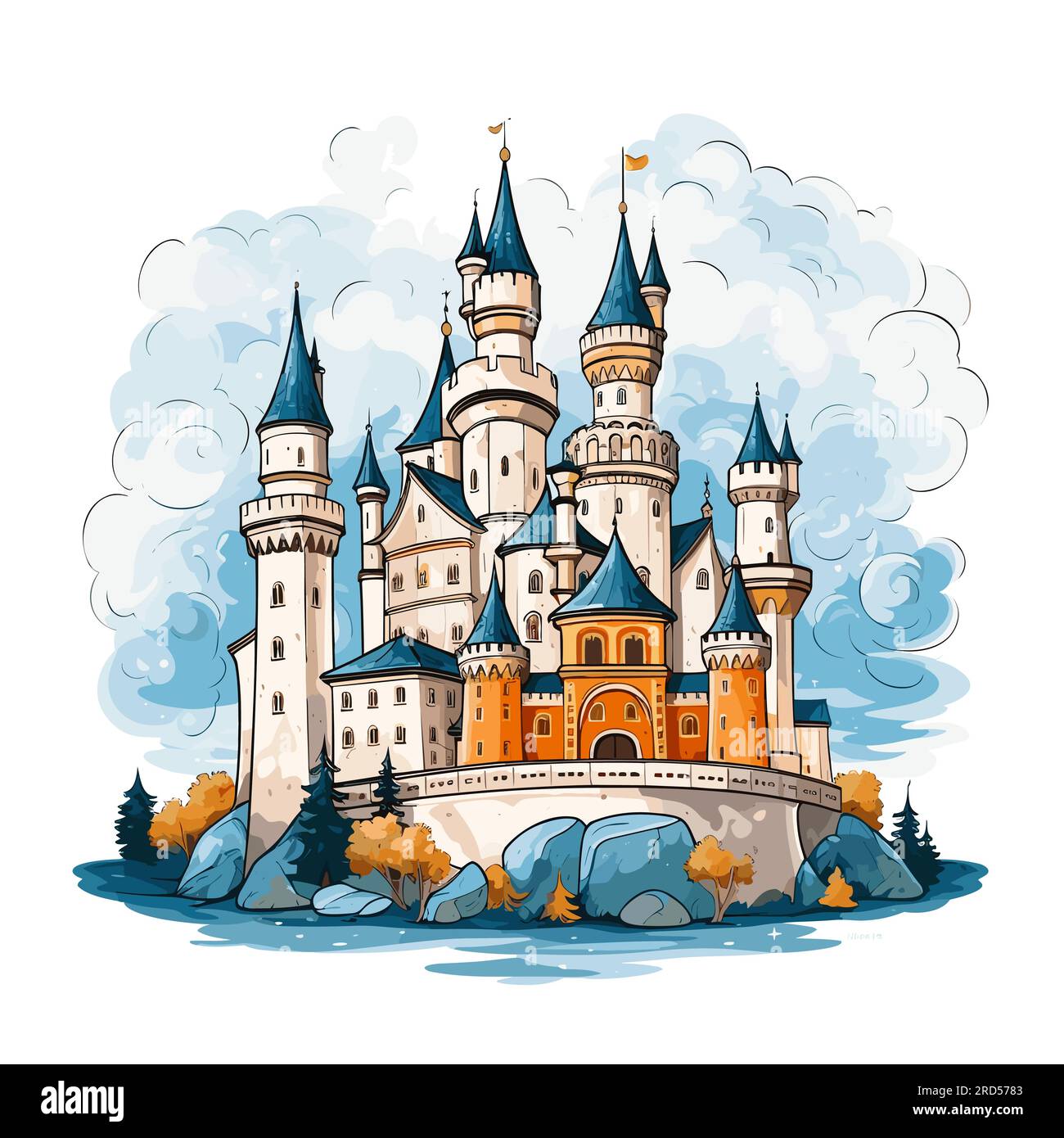 Neuschwanstein castle zeichnung Stock-Vektorgrafiken kaufen - Alamy