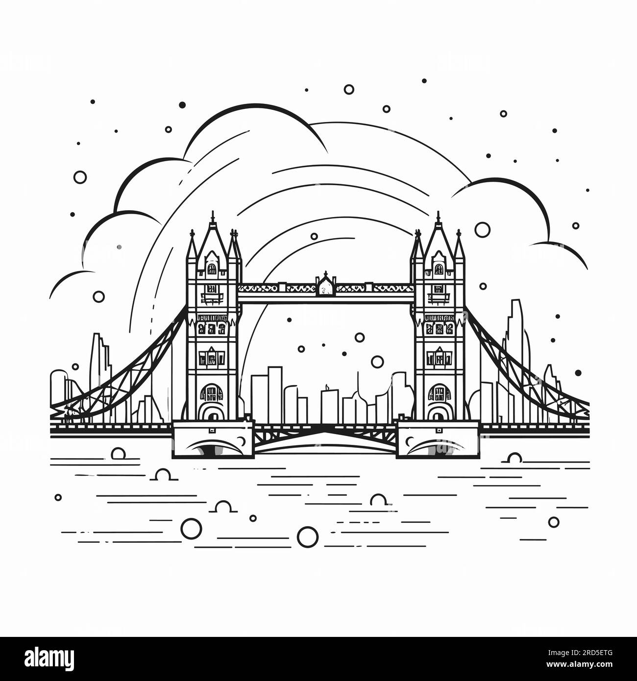 Tower Bridge. Handgezeichnete Comic-Illustration der Tower Bridge ...