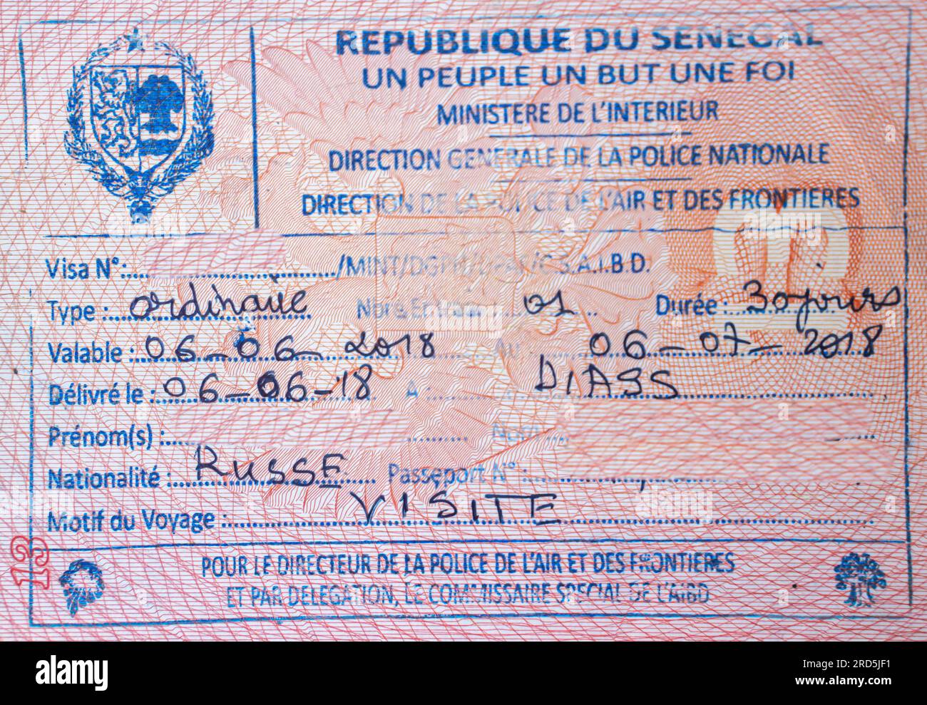 Senegal visum -Fotos und -Bildmaterial in hoher Auflösung – Alamy