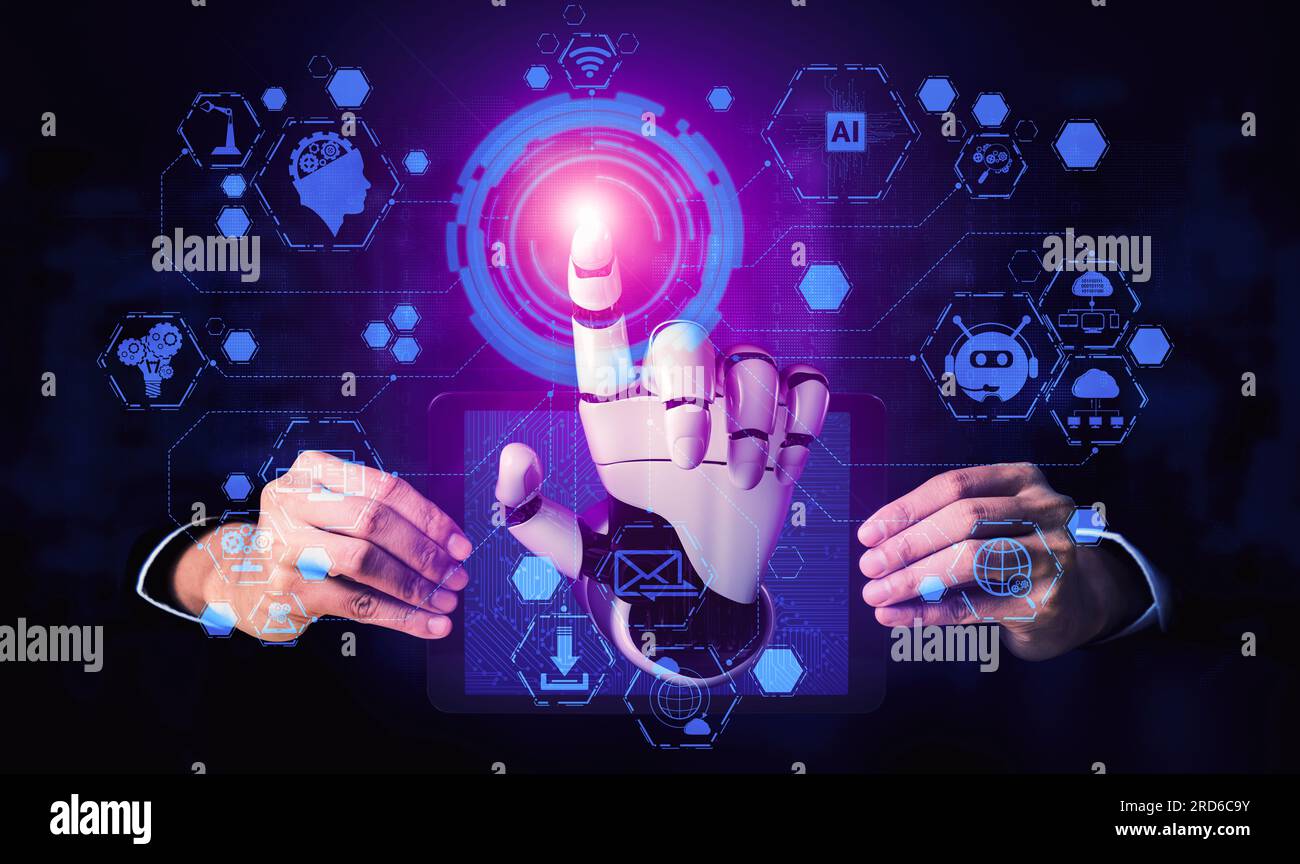 3D-Rendering künstliche Intelligenz KI-Forschung von Roboter und Cyborg ...