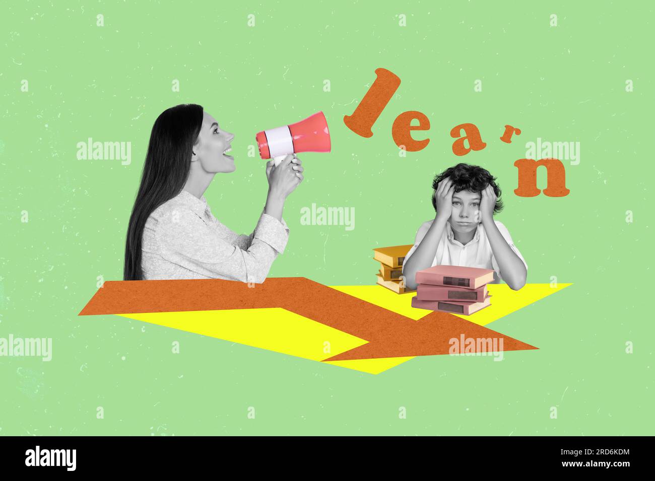 Kreative Collage mit schwarzen weißen Farben Mädchen Lehrerin ... Kreative Collage mit schwarzen weißen Farben Mädchen Lehrerin ...