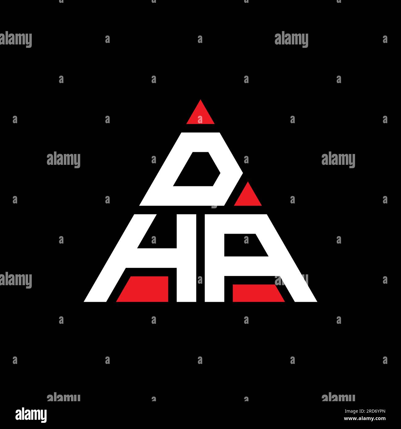 DHA-Logo mit Dreiecksbuchstaben und Dreiecksform. DHA-Dreieck-Logo ...