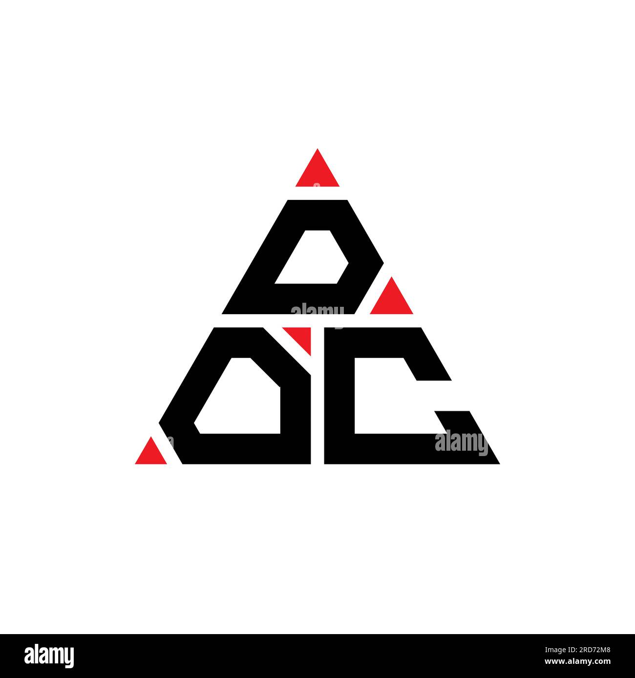 DOC-Logo mit Dreiecksbuchstaben und Dreiecksform. DOC-Monogramm mit ...