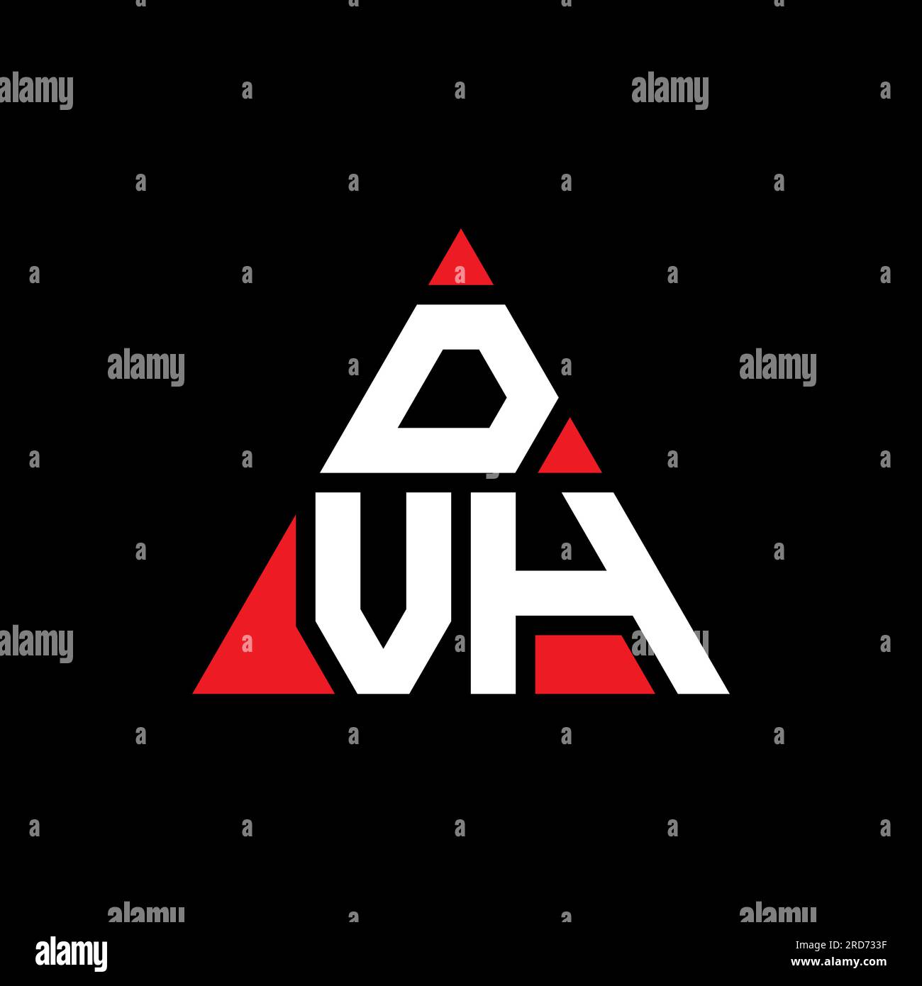Logo mit DVH-Dreiecksbuchstaben in Dreiecksform. Monogramm mit DVH ...