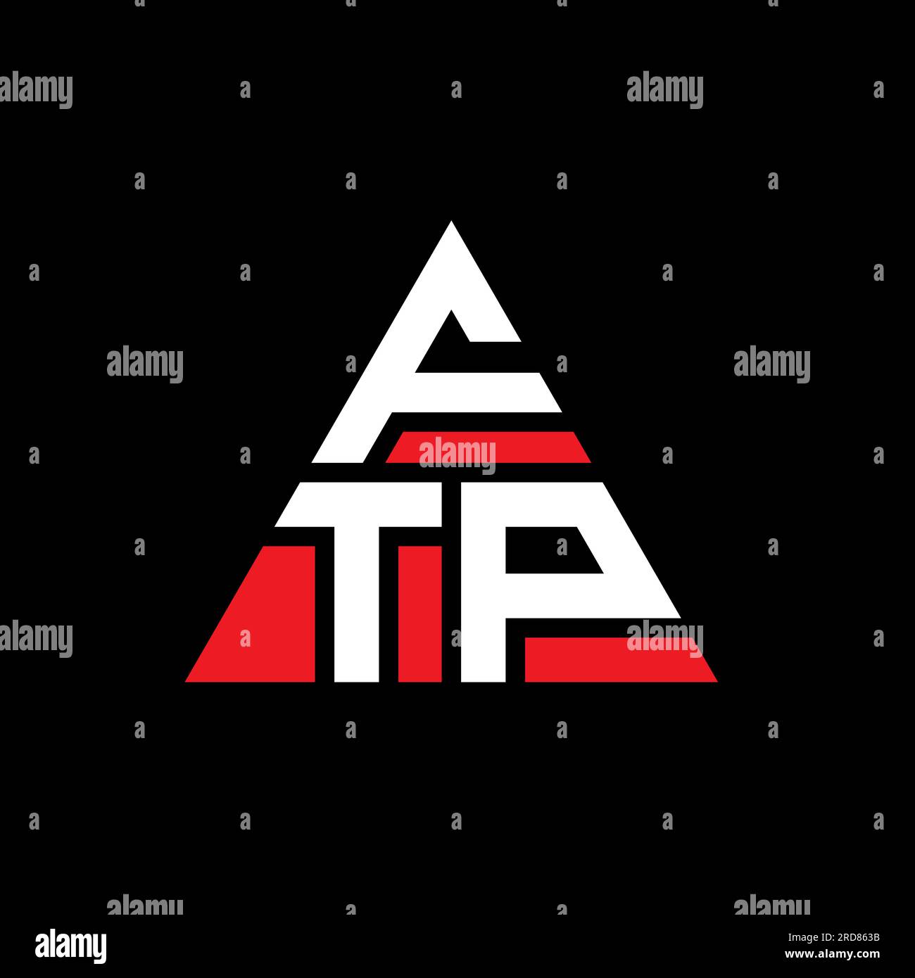 FTP-Logo mit Dreiecksbuchstaben und Dreiecksform. FTP-Dreieck-Logo ...