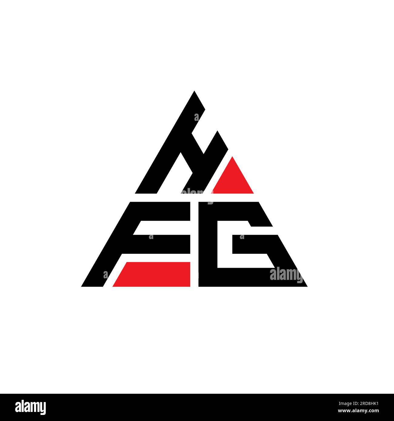 HFG-Logo mit Dreiecksbuchstaben und Dreiecksform. HFG-Monogramm mit ...