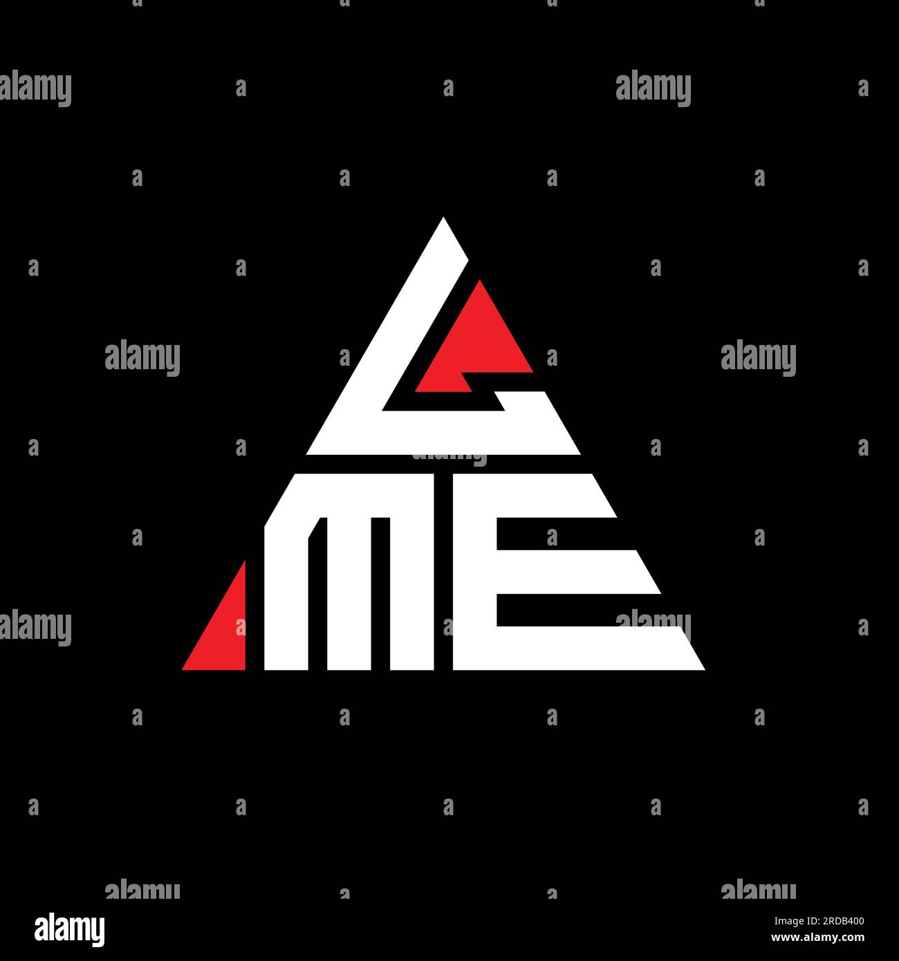 LME-Logo mit dreieckigen Buchstaben und -Form. LME-Dreieck-Logo ...