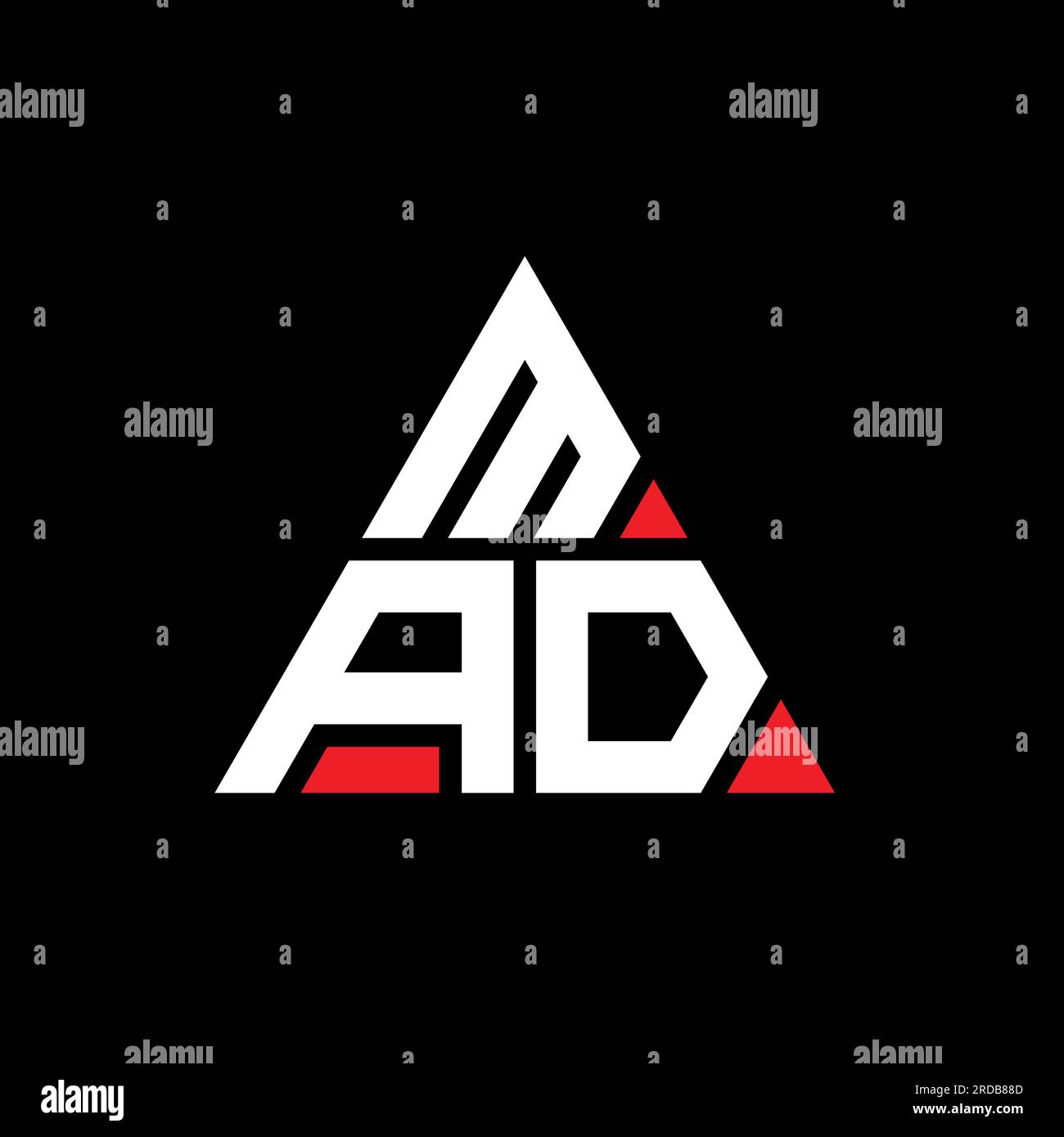 LOGO mit VERRÜCKTEM Dreiecksbuchstaben und Dreiecksform. MAD Triangle ...
