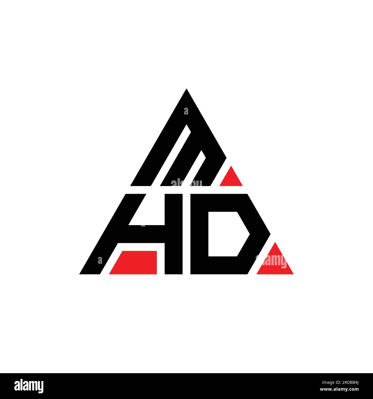MHD-Logo mit Dreiecksbuchstaben und Dreiecksform. MHD-Monogramm mit ...