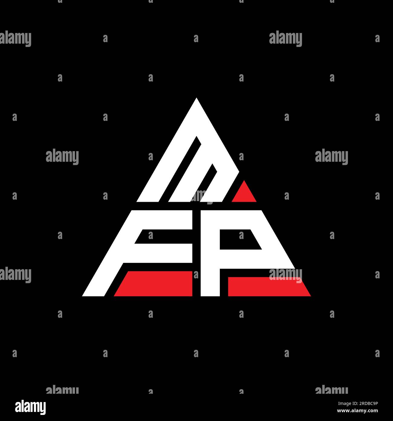 MFP-Logo mit dreieckigem Buchstaben und dreieckiger Form. MFP-Monogramm ...