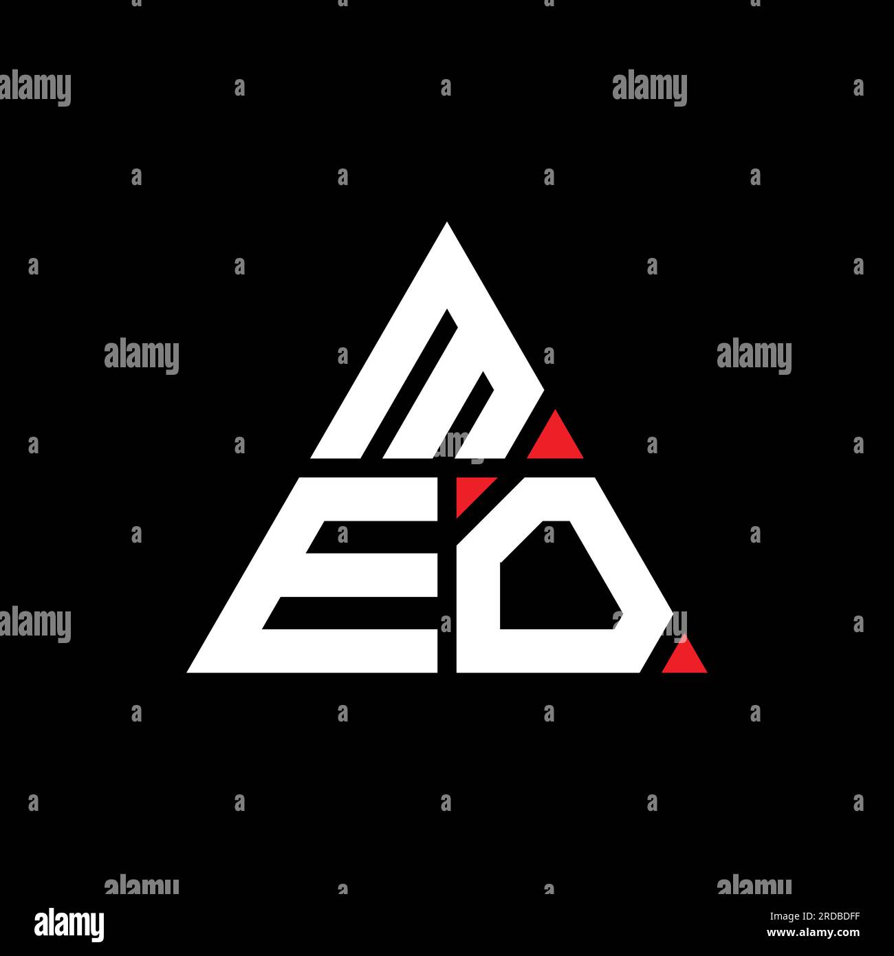MEO-Logo mit dreieckigem Buchstaben und dreieckiger Form. Monogramm mit ...