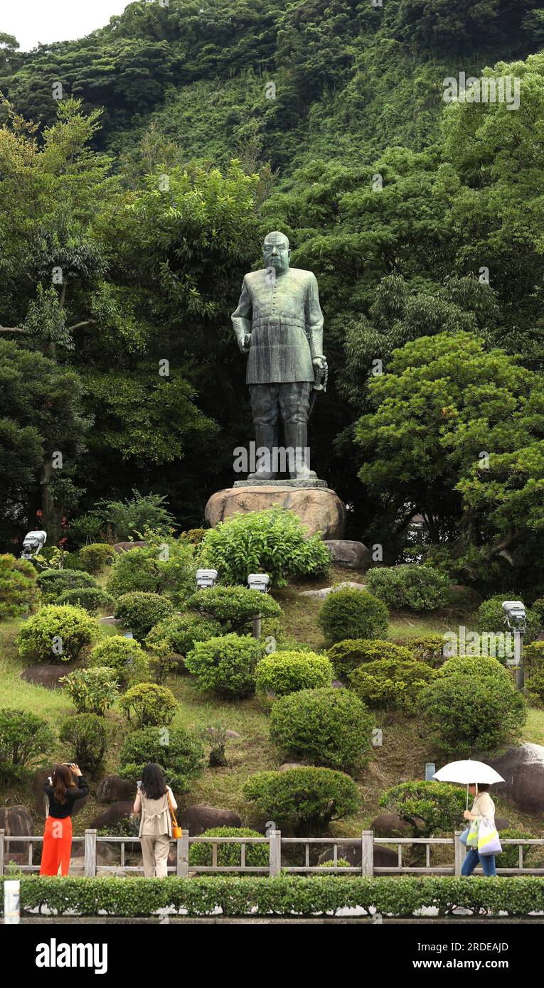 A statue of Takamori Saigo, a Japanese samurai and nobleman, is seen in ...