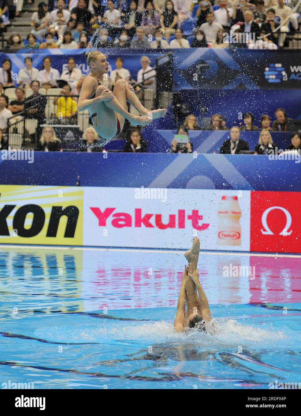 Ukrainian team members perform during the Artistic Swimming Team Free ...